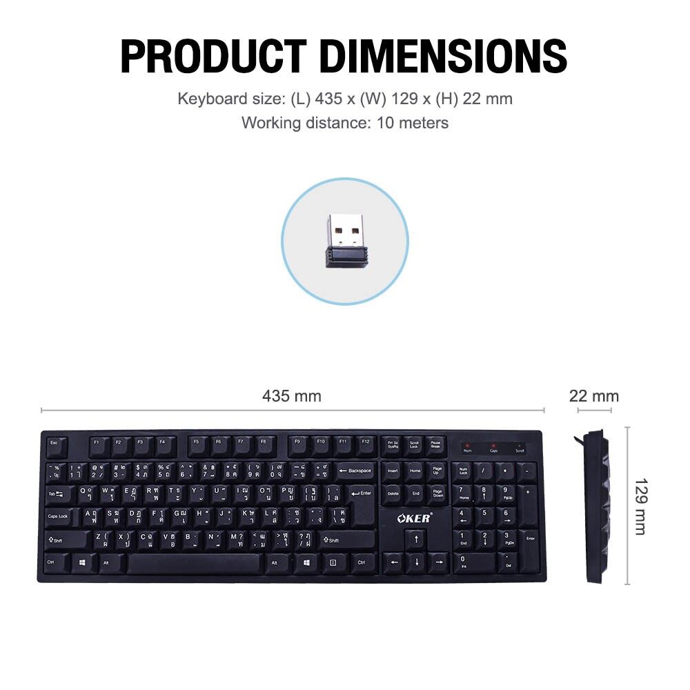 แท้100% OKER K-290 Keyboard WIRELESS CONVENIENCE COMPACT DESIGN ...