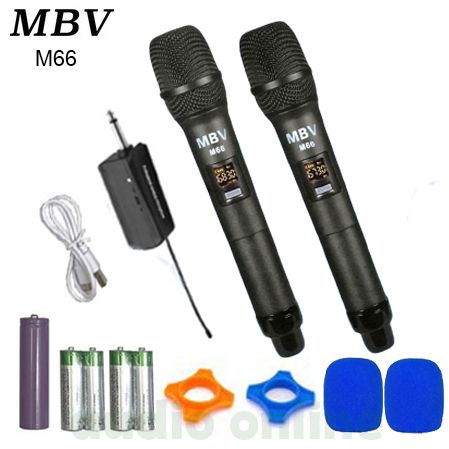 MBV ไมโครโฟน ไมค์ลอยคู่ แบบพกพา รุ่น M66 ชุดรับ-ส่งไมโครโฟนไร้สาย Wireless | Lazada.co.th
