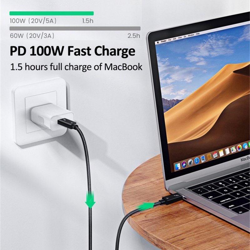 Coaxial 40Gbps Thunderbolt 4 สายเคเบิล USB4 Type C PD100W 5A 20V 8K USB-C ถ่ายโอนข้อมูล สําหรับ ...