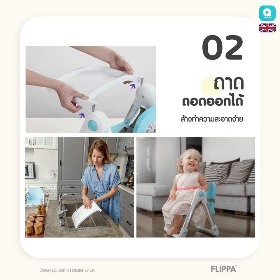 HR-Apramo รุ่น Flippa เก้าอี้ทานข้าวเด็กแบบพกพา น้ำหนักเบา พับเก็บได้ ...