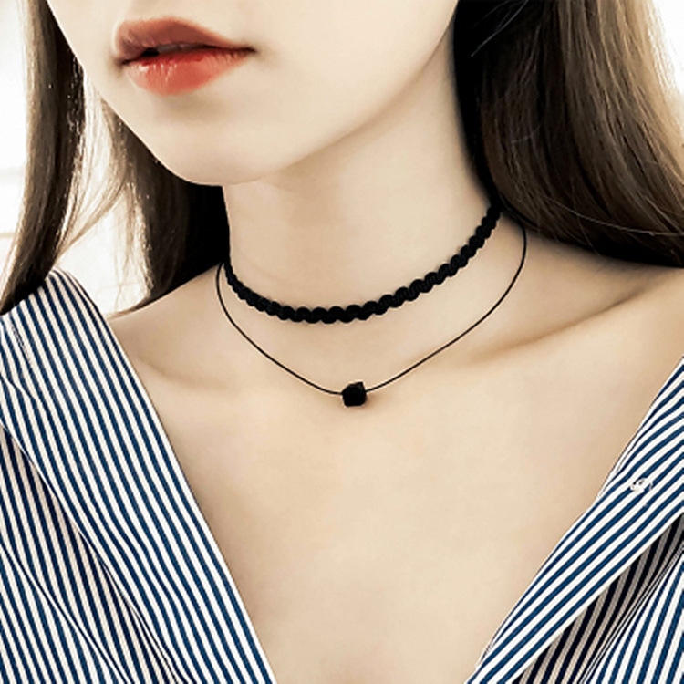 Korean version of black short neck collarbone chain neck jewelry ...