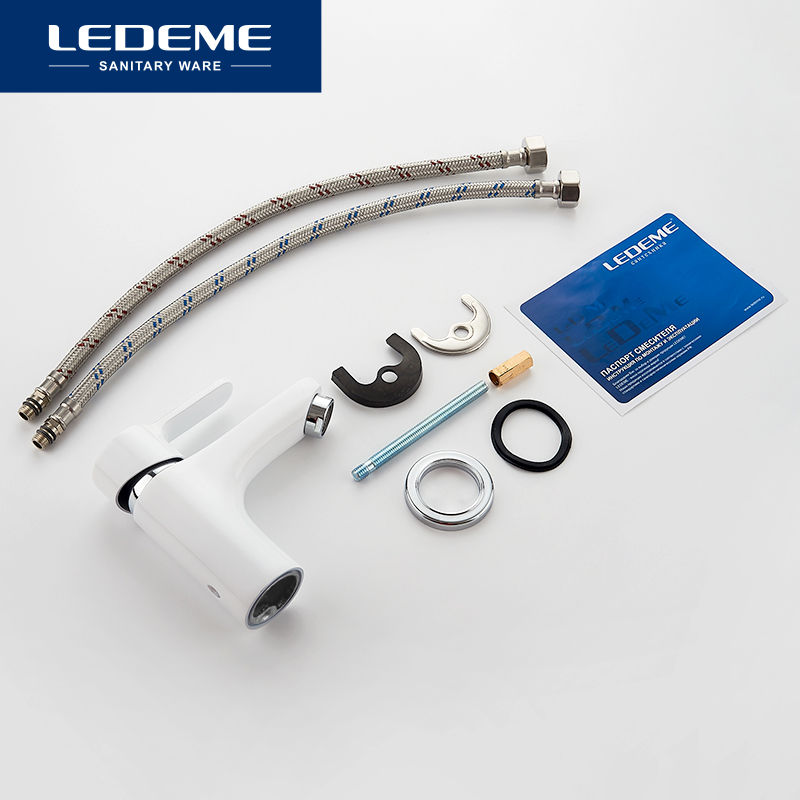 LEDEME แฟชั่นสไตล์ลุ่มน้ำก๊อกน้ำบ้านอาบน้ำเย็นและน้ำร้อนก๊อกสีขาวห้องน้ำผสมเดี่ยวจับลุ่มน้ำก๊อก ...