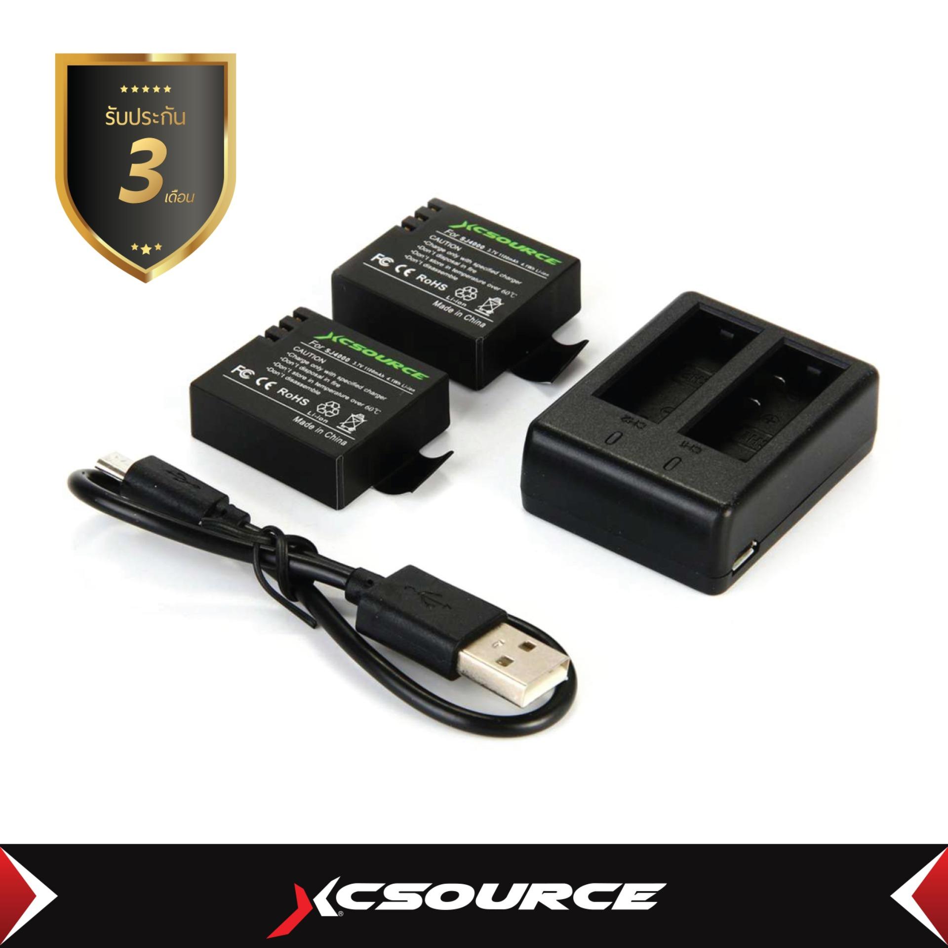 XCSource แบตเตอรี่ 2 ก้อน พร้อมเครื่องชาร์จ สำหรับ SJCAM SJ4000 SJ5000 ...