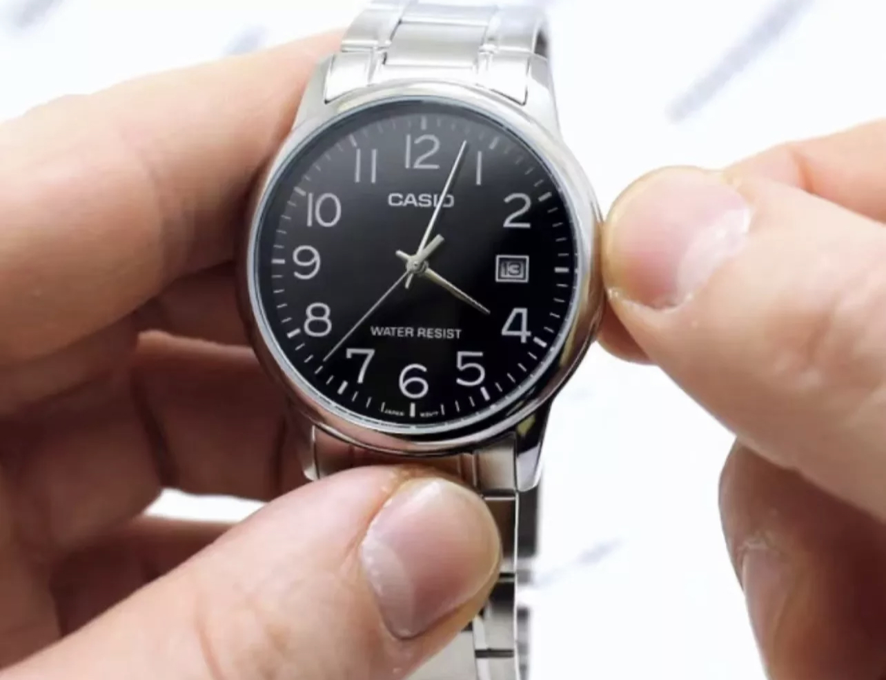 ST200 casio นาฬิกาผู้ชาย สายสเตนเลส ตัวล็อกแบบบานพับ รุ่น MTP-V001 MTP ...