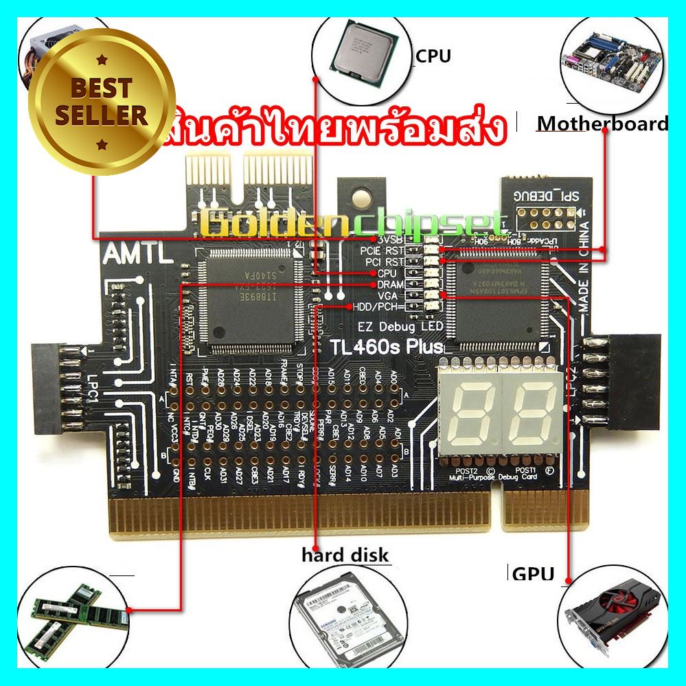 พร้อมส่ง Debug Card รองรับ PCI Express (อ่านรายละเอียดสินค้าด้วย)มี LED ...