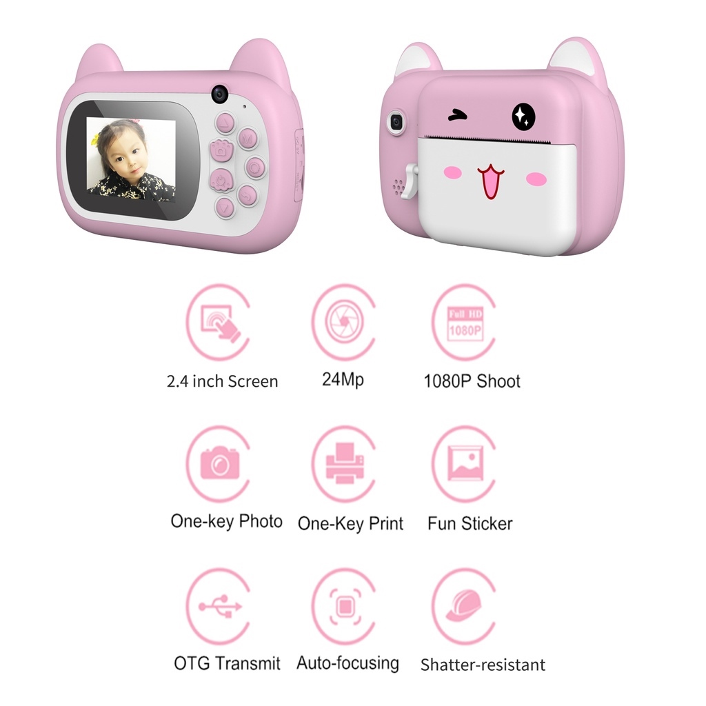 Ready stock A7 Kids Camera 1080P Digital Instant Camera Photo Printer ...
