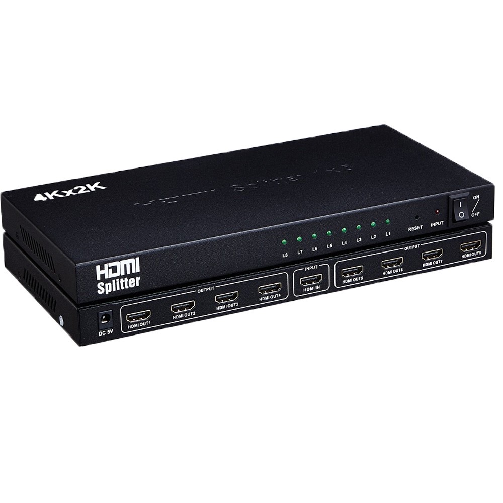 High Quality 8 Port 1 In 8 Out 1x8 HDMI Splitter Audio Video 1080P For ...