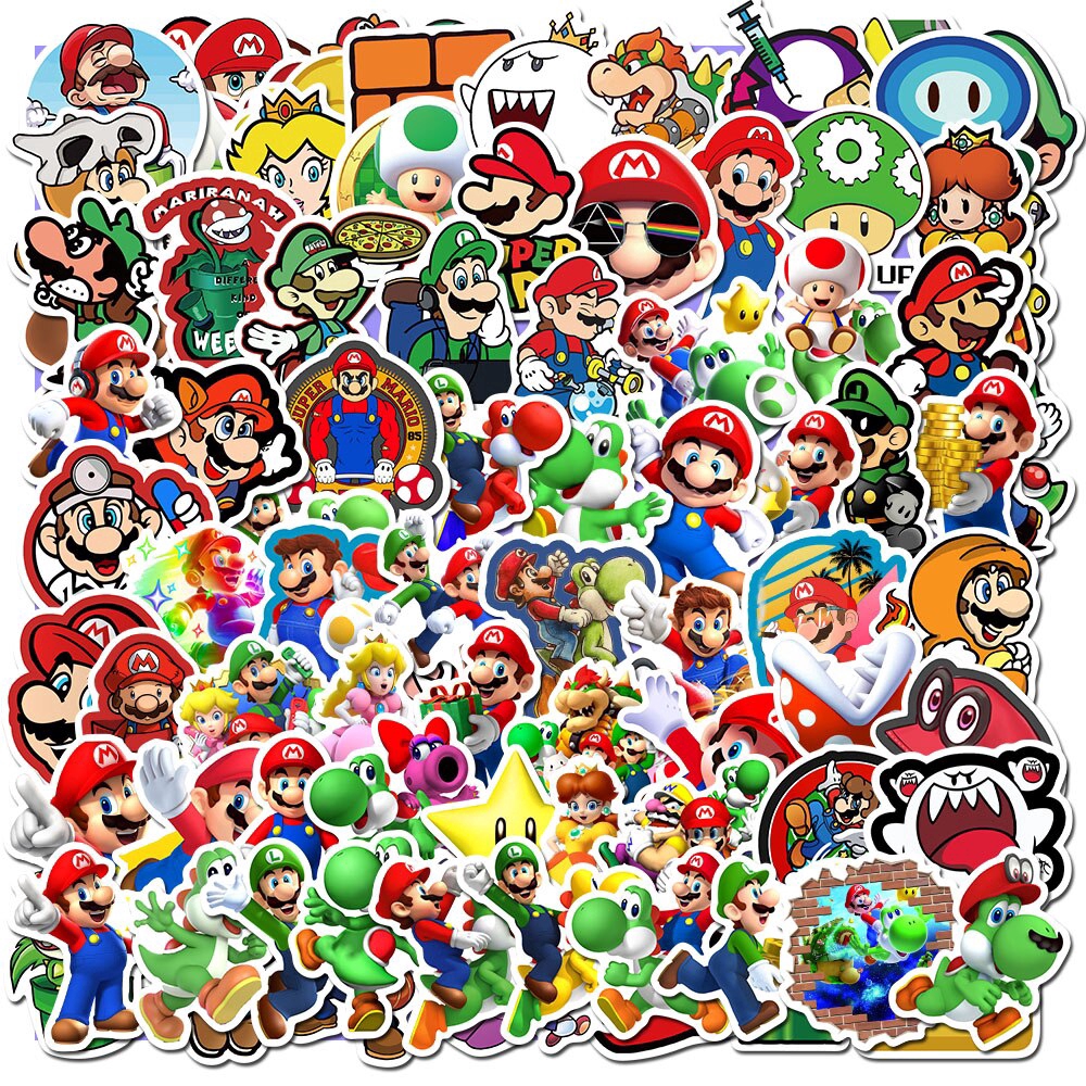 50100 PCS Cartoon Super Mario Stickers For Chidren Kids Toy Waterproof ...