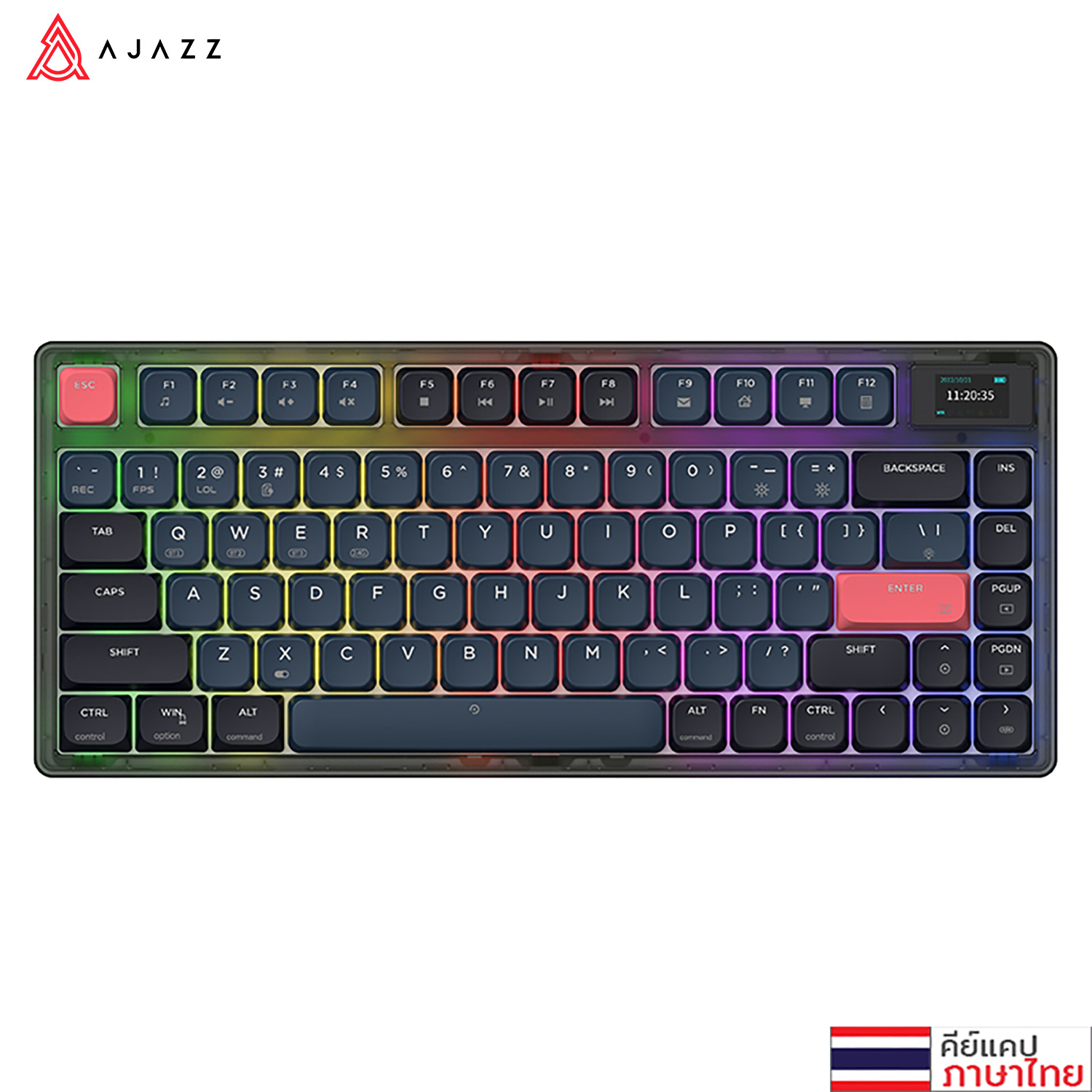 Ajazz AK832PRO TFT Tri-Mod Low-Profile Gasket Structure RGB Mechanical ...