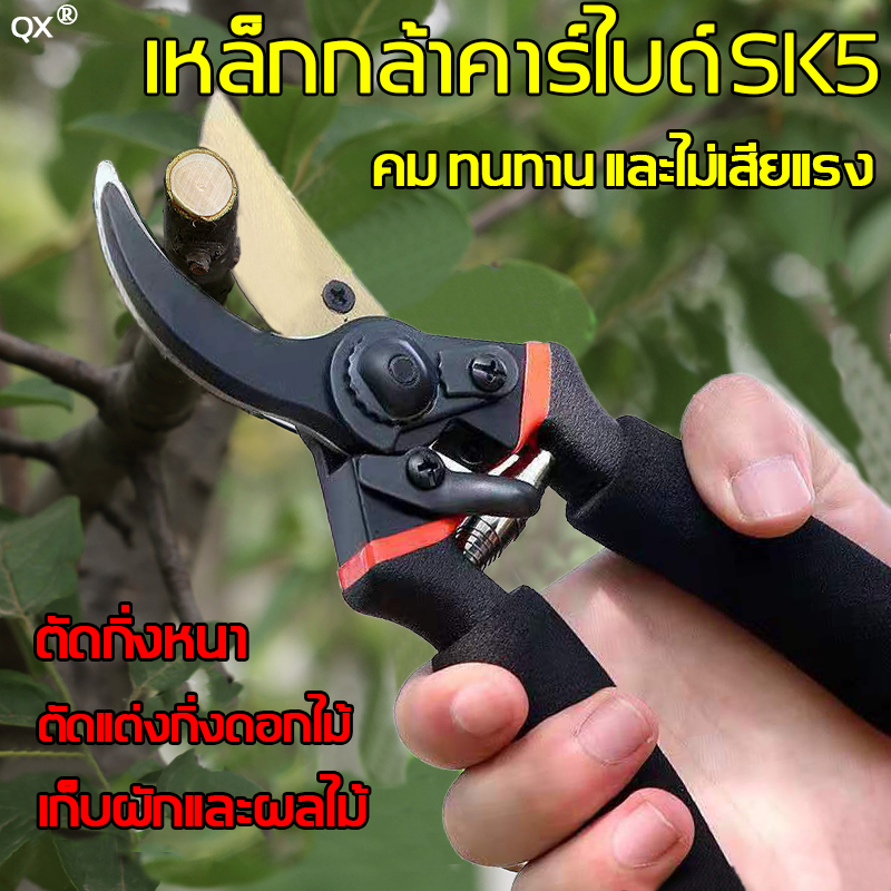 QXกรรไกรตัดกิ่ง โลหะผสมเหล็กSK5 10ปีก็คมเหมือนเดิมเครื่องมือทำสวน กรรไกรเสียบยอด ที่ตัดกิ่งไม้ ...