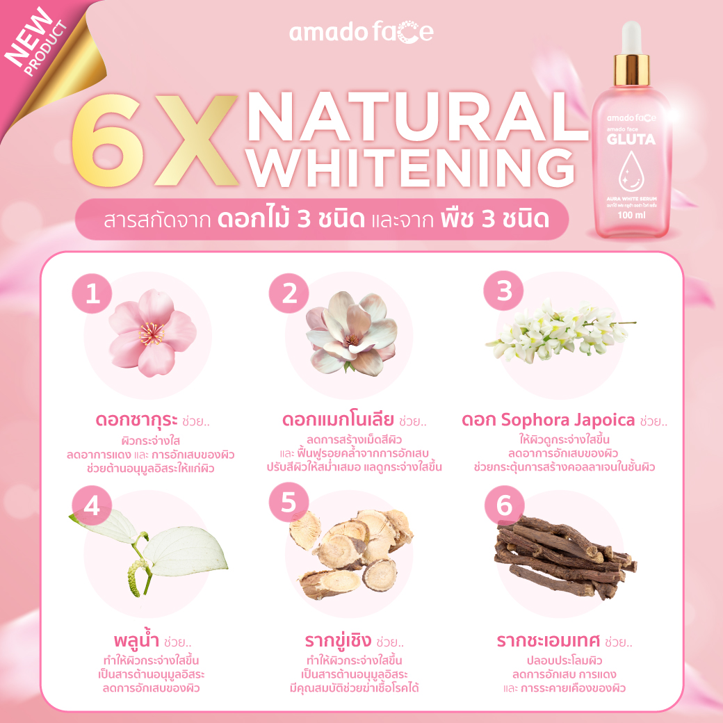 Amado Face Gluta Aura White Serum อมาโด้ เฟซ กลูต้า ออร่า ไวท์ เซรั่ม ...