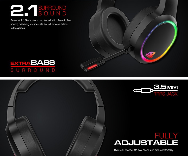 หูฟังเล่นเกมส์ หูฟังเกมส์ Signo hp-835 Morismo Gaming Headset Surround ...