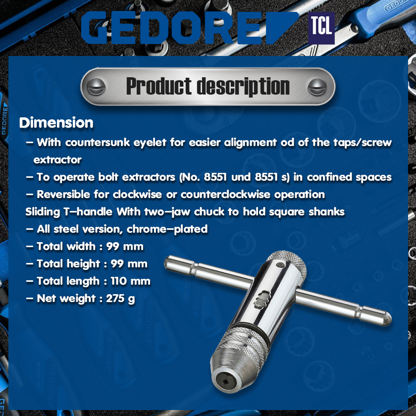 Gedore ด้ามต๊าปตัวที รุ่น 8551 TGZ-2 - TCLTOOLS - ThaiPick