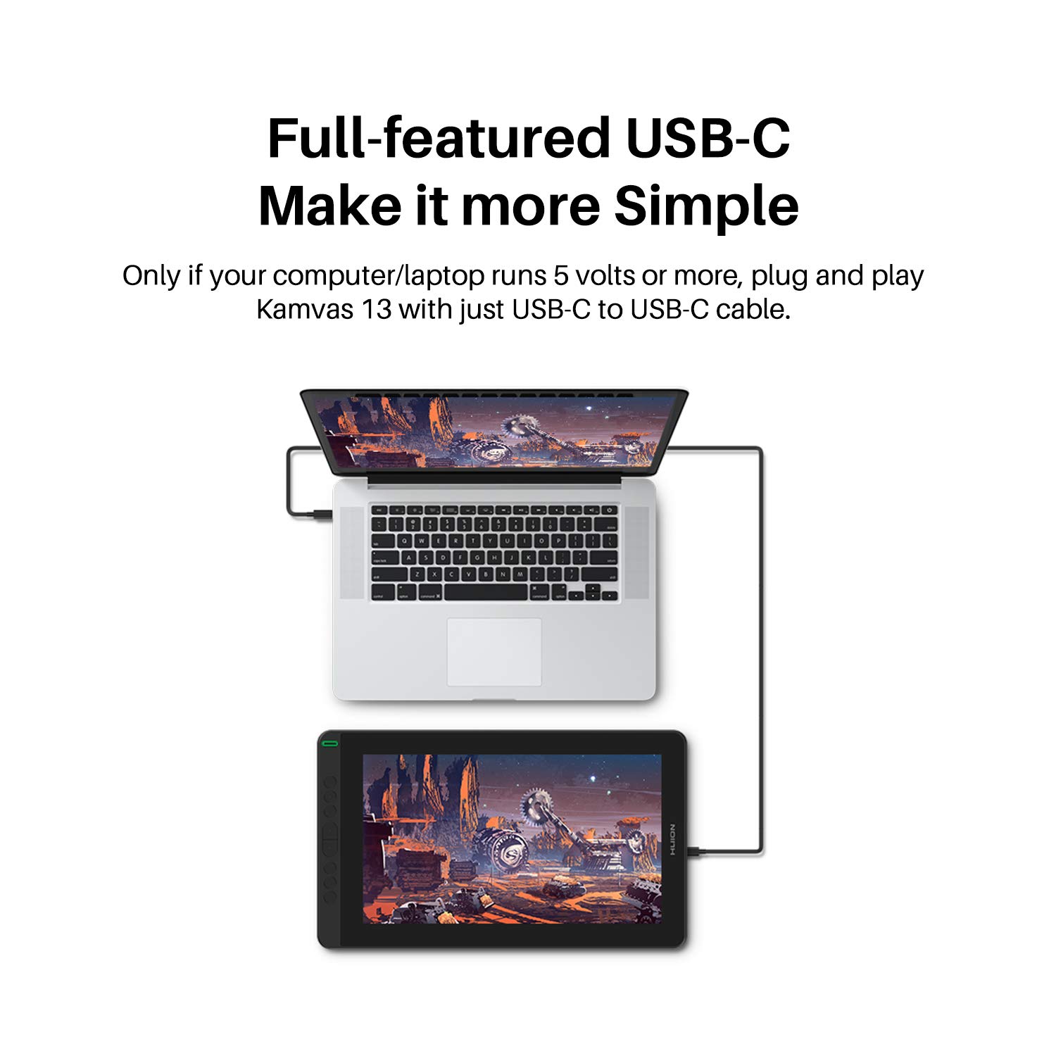 Huion Full-Featured Type-C Cable USB-C to USB-C Cable(3.2FT) USB-C to ...