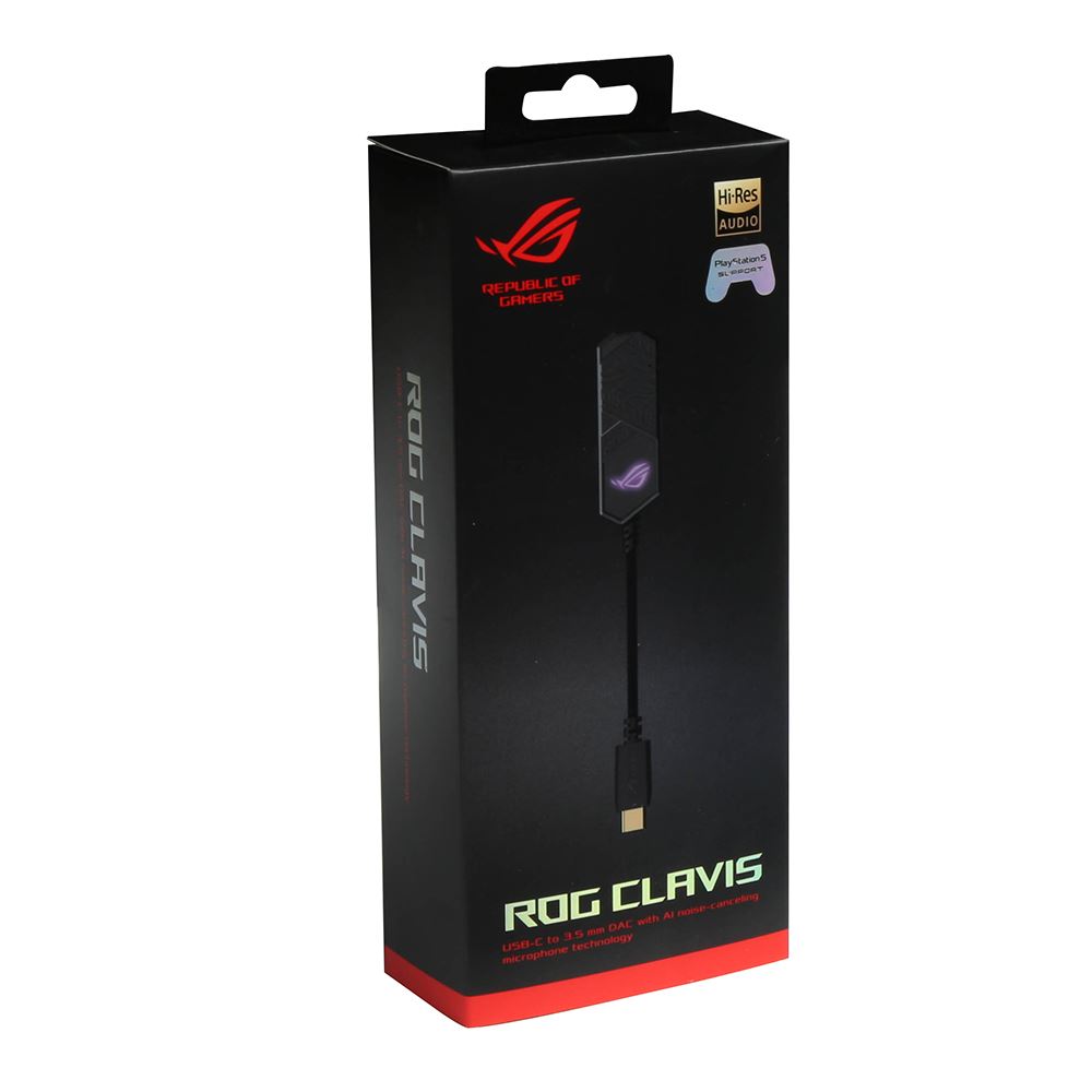 NEW ! (ยูเอสบีซาวการ์ด) ASUS ROG CLAVIS USB C TO 3.5mm Gaming Dac with ...