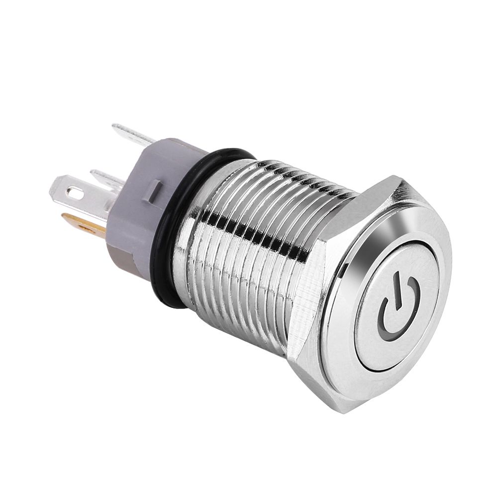 【ราคาแปลกใจ】16mm 12V Car Blue LED Metal Push Button Toggle Switch ...