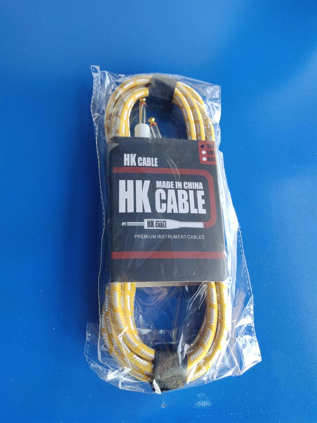 สายเเจ็ค HK CABLE 3 เมตร เหลือง แถมฟรี ปิ๊ก 2 ตัว - rosemaryy - ThaiPick