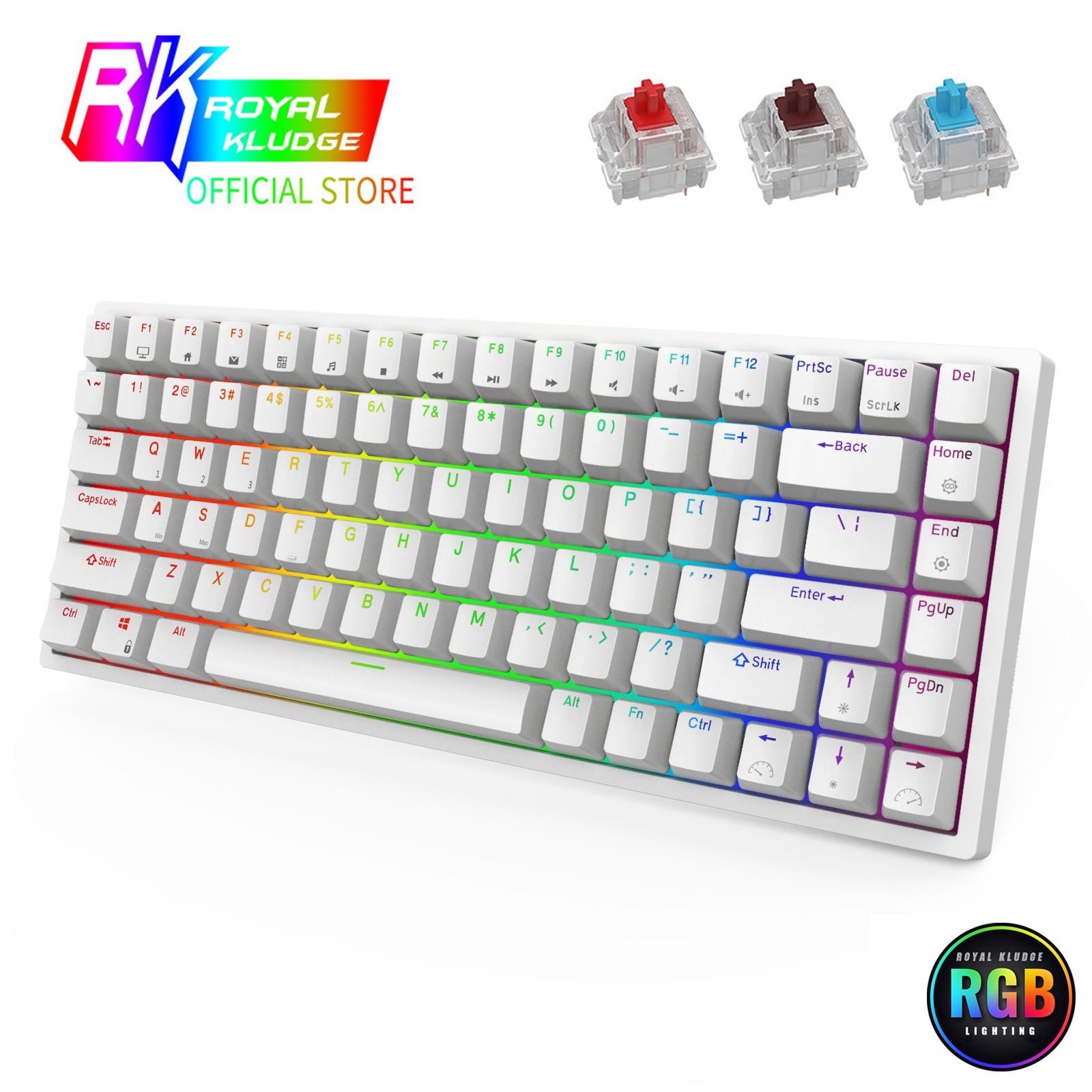 RK84 2.4Ghz Wireless Bluetooth Wired 80 Mechanical Keyboard 84 Keys 3 ...