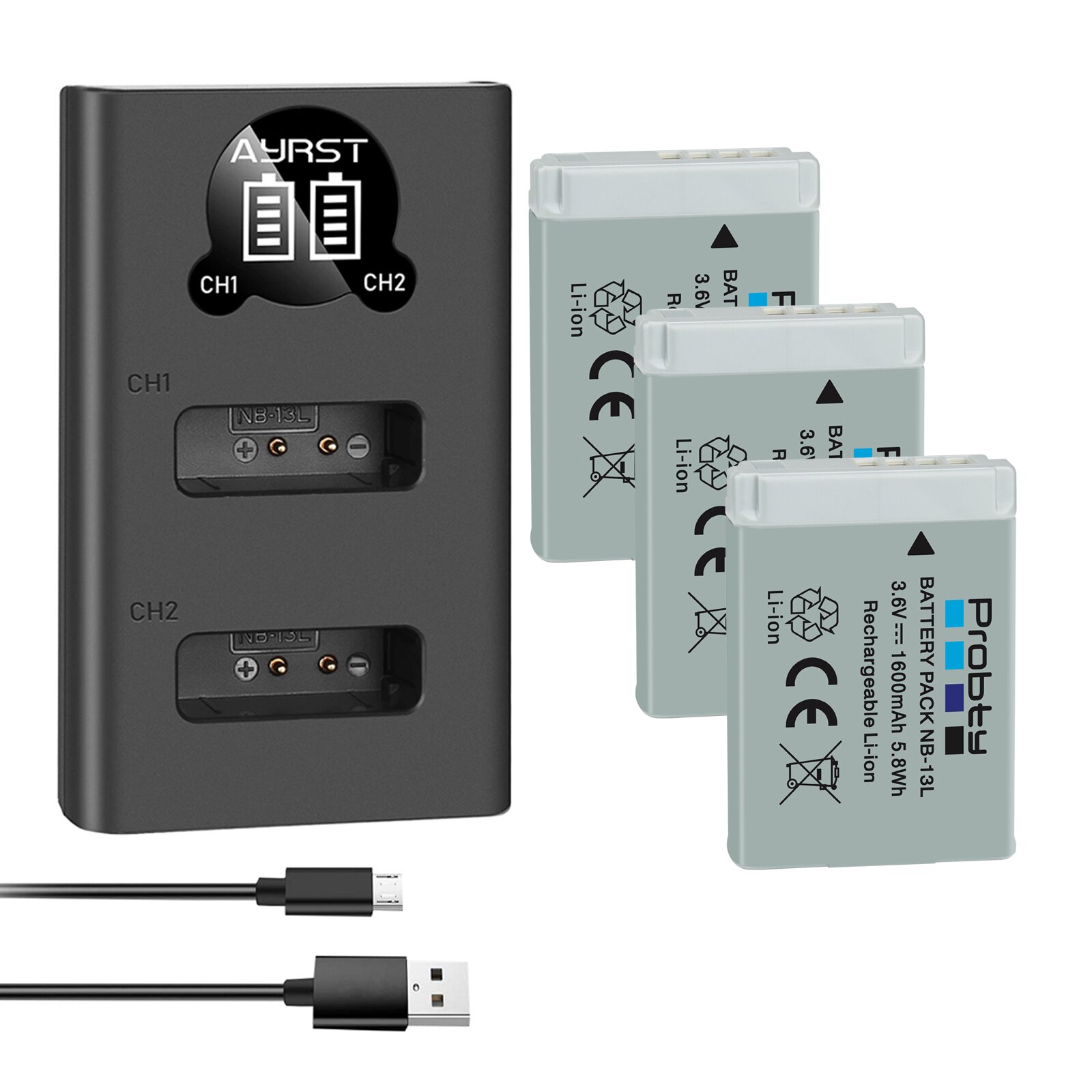 1600Mah NB-13L NB13L NB 13L Battery LED USB Charger For Canon G7 X Mark II G7X G5 X G5X G9 X G9X ...