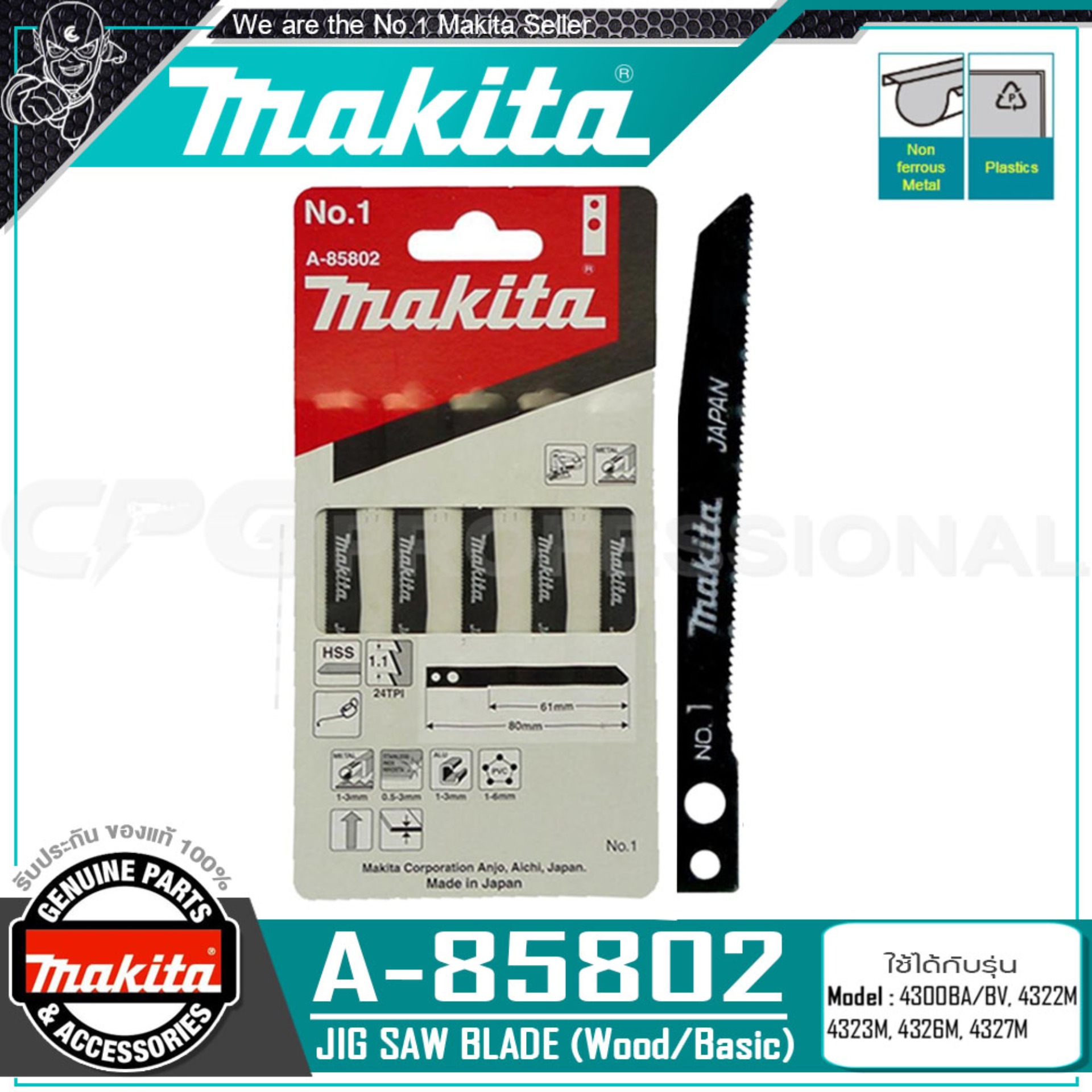 MAKITA ใบเลื่อย ใบเลื่อยฉลุ Jigsaw จิ๊กซอว์ แบบรู No.1 : ตัดเหล็กบาง ...