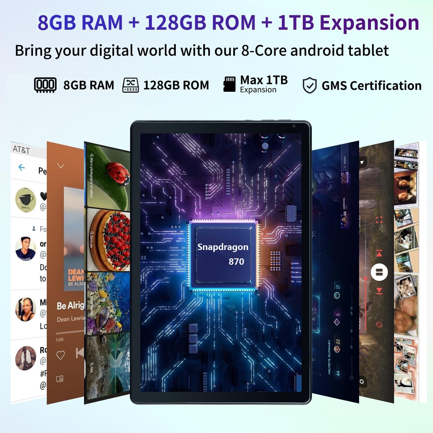 Android 13 แท็บเล็ต 10 นิ้ว 2K 5G wifi 12GB RAM 512ROM Snapdragon 870 ...