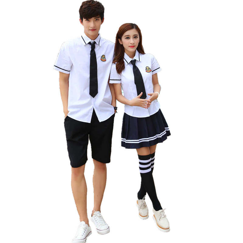 Korean School Uniforms White Shirt + Skirt For Student Girls Shirt ...