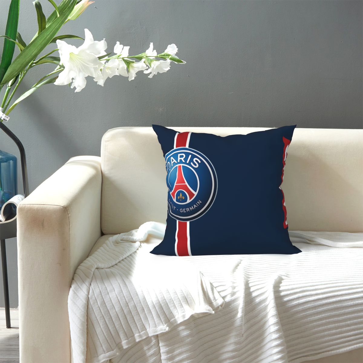 Paris SAINT GERMAIN Logo Home Decor Pillowcase Casual Couch Chair Waist ...