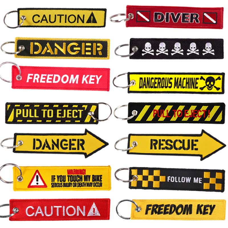 New Pull To Eject Key Chains Striped Embroidery Key Ring for Motorcycle ...