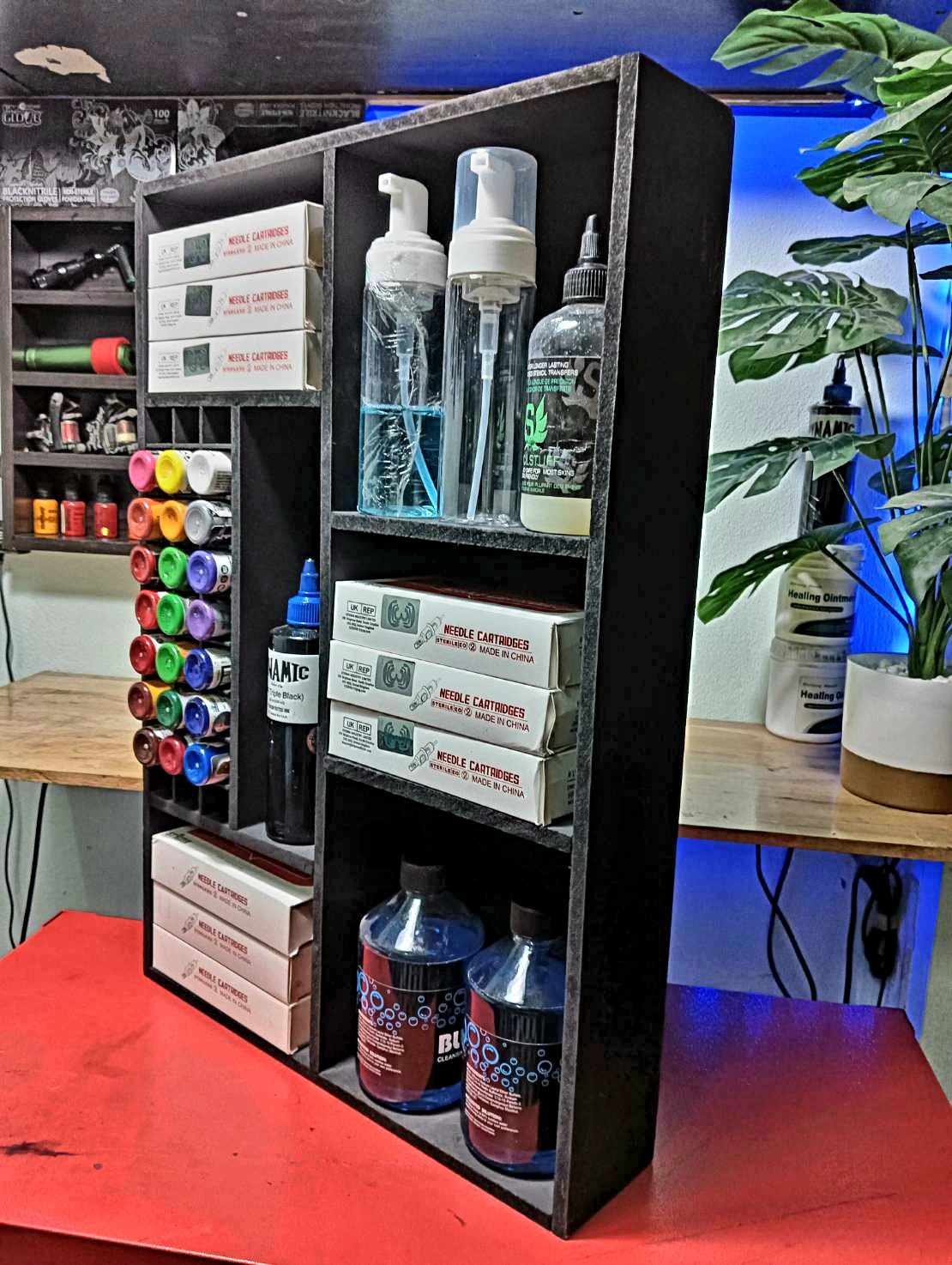 ชั้นวางหมึกสัก Ink Rack อุปกรณ์สัก อุปกรณ์ทั่วไป แบบไม้ สีดําด้าน งาน ...