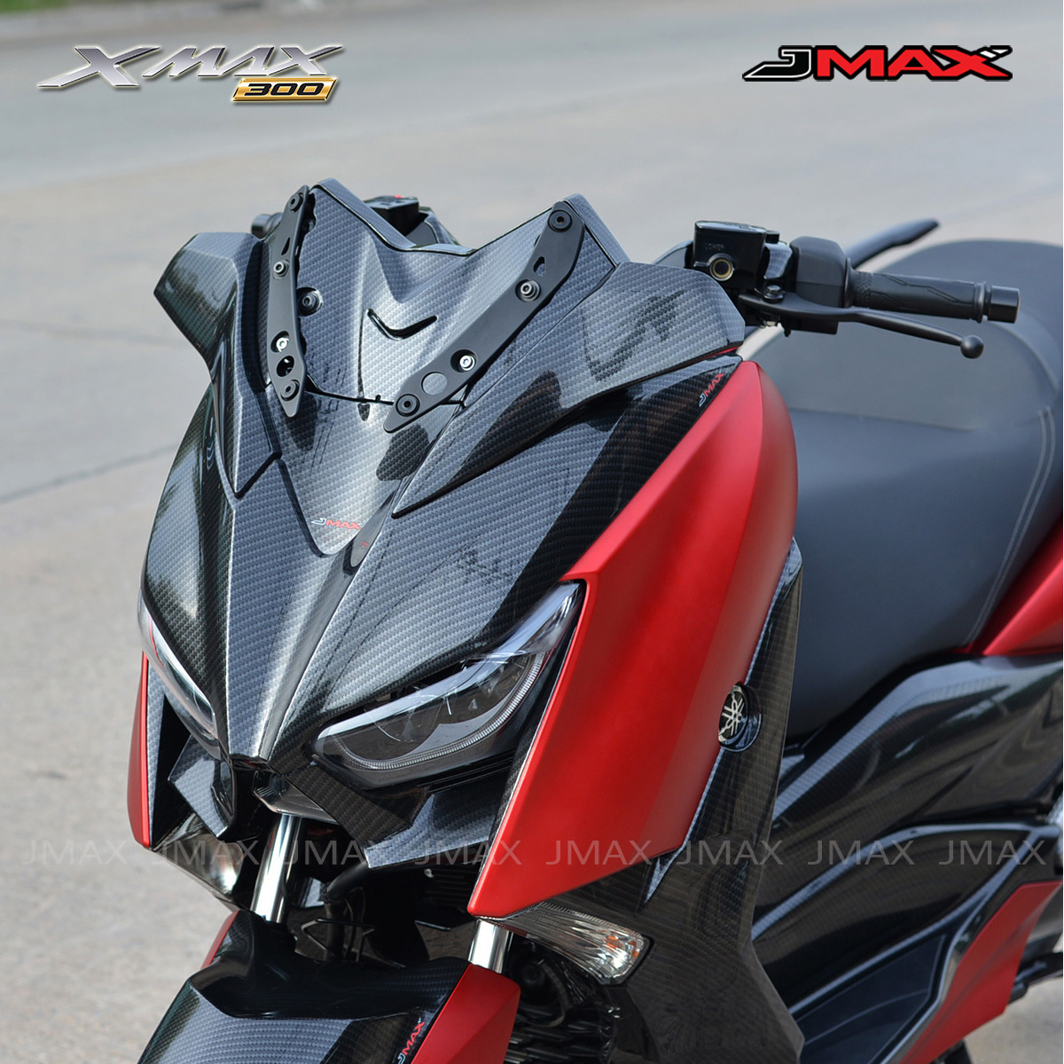 ฝาครอบไฟหน้าตัวบน XMAX 300 JMAX ตรงรุ่น ลายฟิล์มคาร์บอน 6D - J-RIDER ...