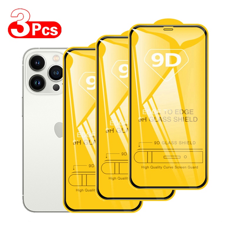 3Pcs 9D Full Tempered Glass For iPhone11 12 13 mini Pro Max Screen ...