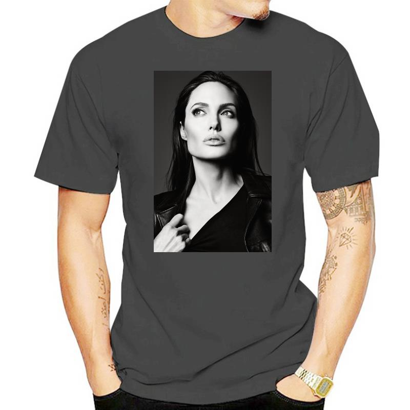 เสื้อยืดแขนสั้นลําลอง คอกลม ผ้าฝ้าย 100% พิมพ์ลาย Angelina Jolie Herren Oder Damen ...