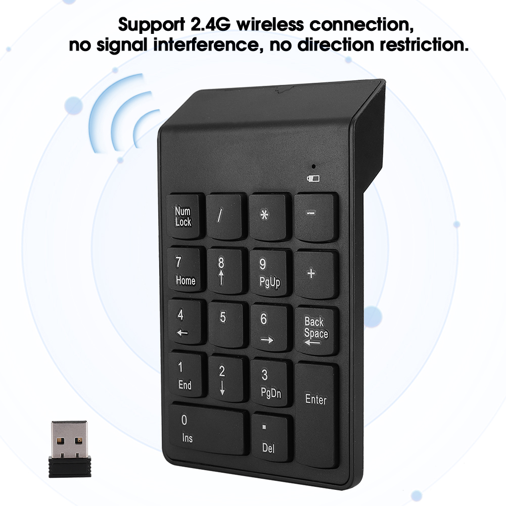 2.4G Wireless Mini Number Keyboard Portable Commercial 18-Buttons USB ...