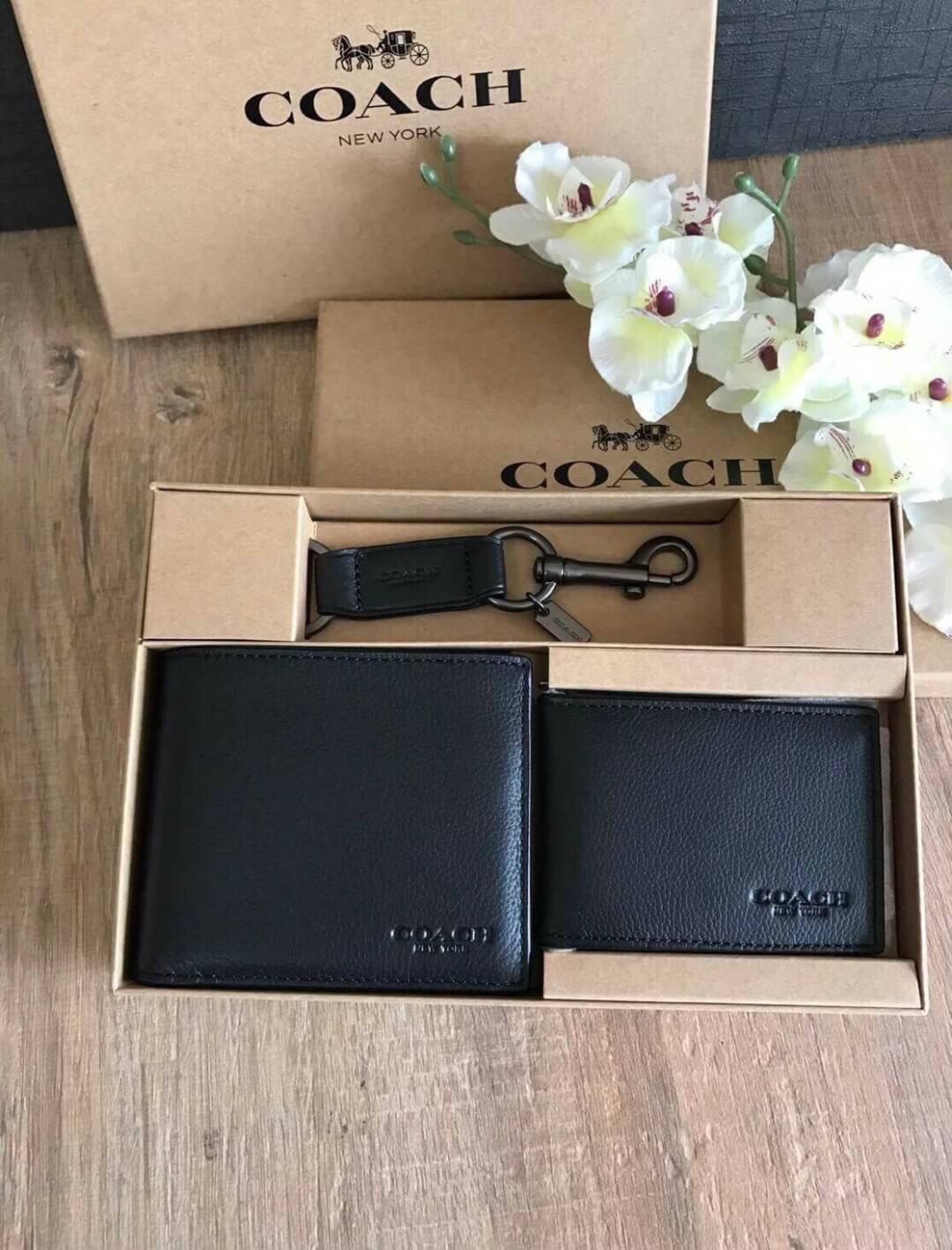 COACH กระเป๋าสตางค์ COMPACT ID WALLET IN SPORT CALF LEATHER F64118 ...