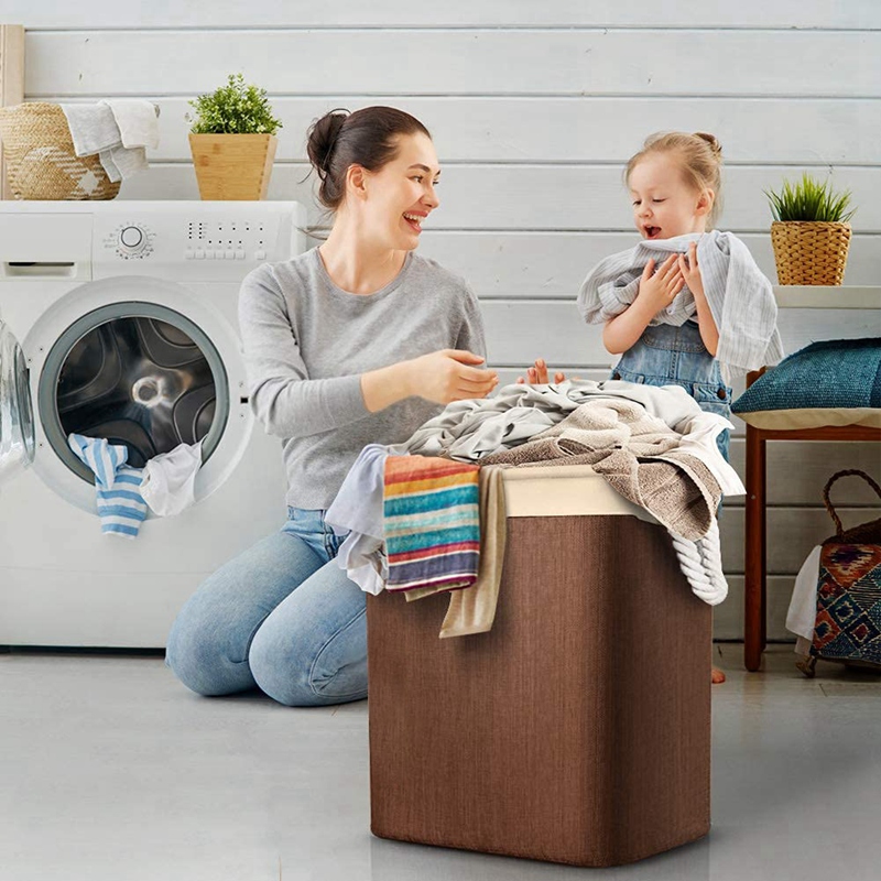 Laundry Basket with Handles 2 Pack, Collapsible Linen Laundry Hampers ...