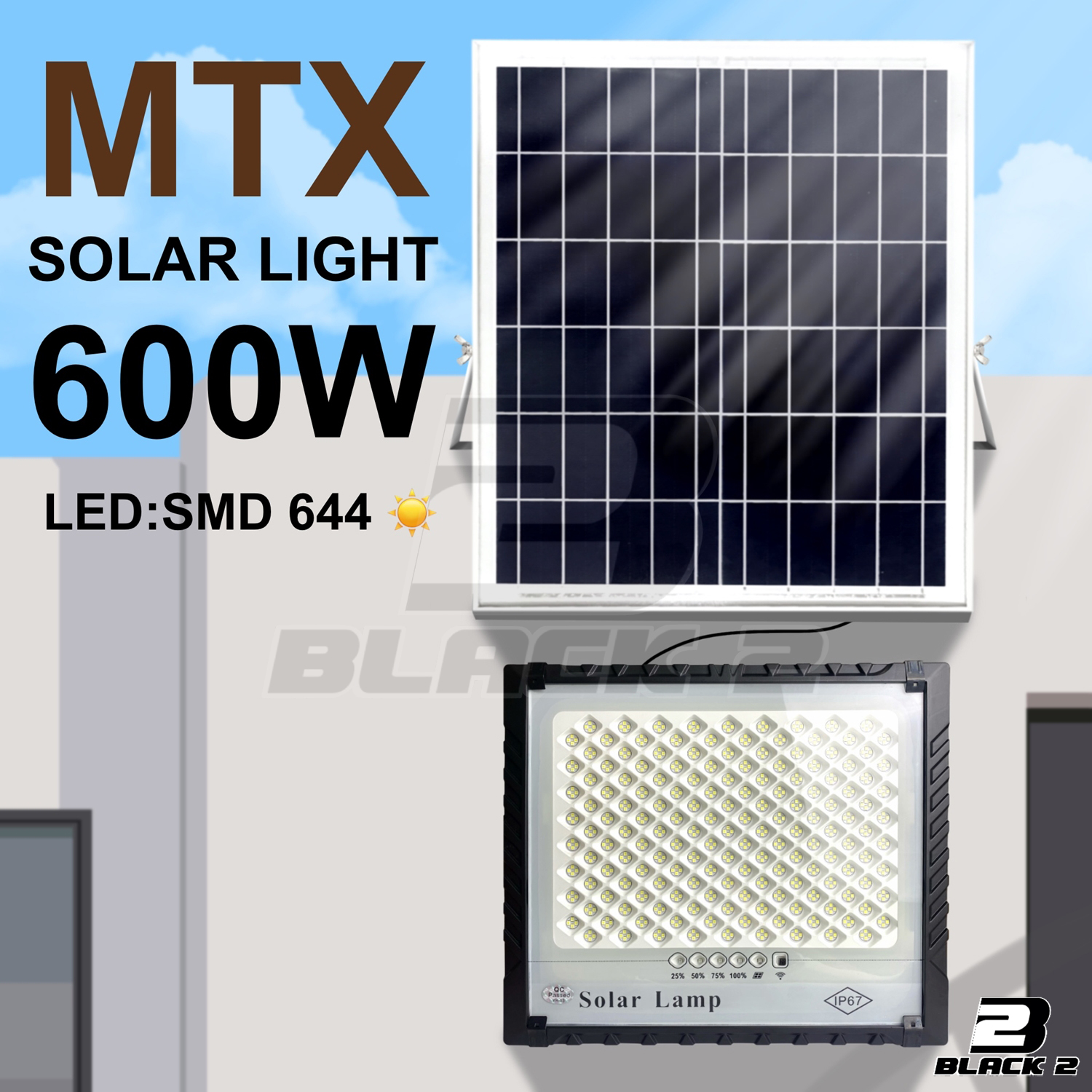 สปอร์ตไลท์ไฟโซล่า LED Solar Light รุ่น MTX 100W 250W 500W 600W สปอร์ต ...