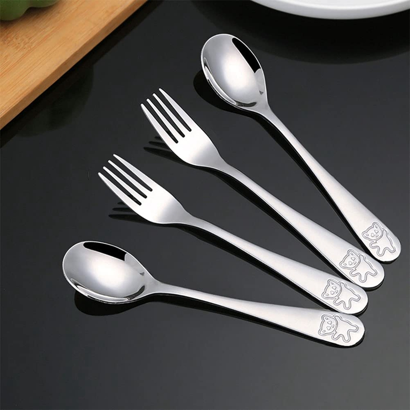 Kids Silverware Stainless Steel Children's Safe Flatware Little Bear ...