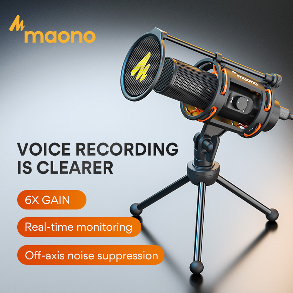 MAONO-AU-PM471TS Professional แบบพกพา All In One USB Condenser Microphone Full Set Type-C Gain ...