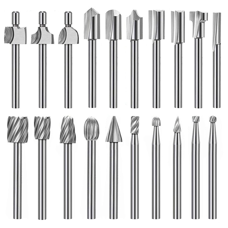 20Pc HSS Router Carbide Engraving Bits for Dremel Router Bit Set 1/8 ...