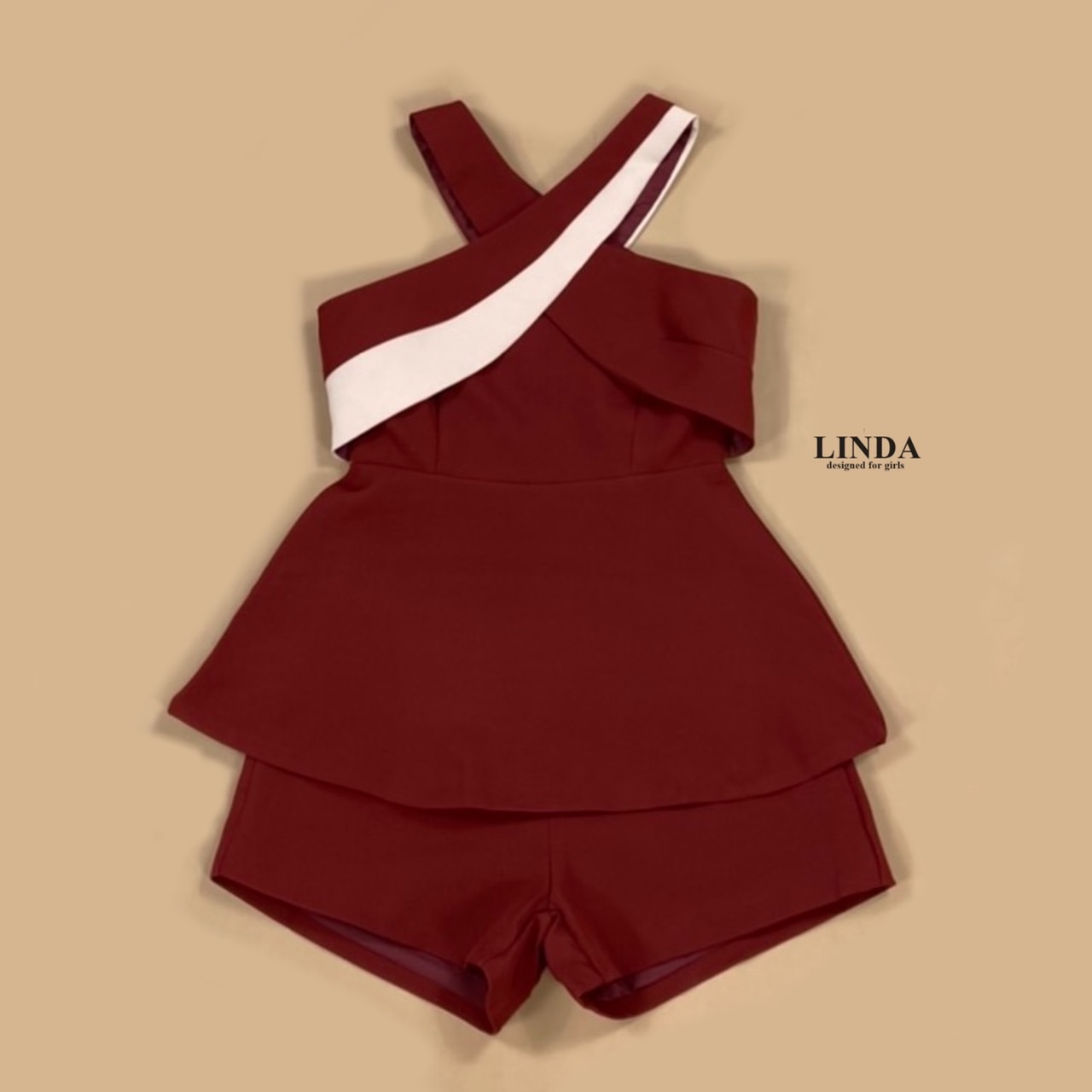 LINDA set เสื้อ กางเกง สีแดงคู่กางเกงขาสั้น #434 - lookbook_an2 - ThaiPick