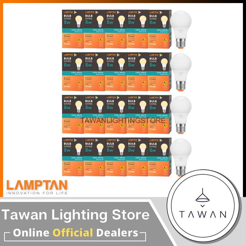 [20หลอด] Lamptan หลอดไฟแอลอีดี 8วัตต์ แสงนวล คูลไวท์ Led Bulb 8W ...