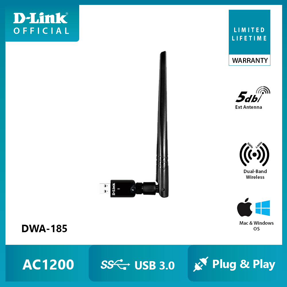 D-Link DWA-185 AC1200 USB 3.0 Wireless Adapter ตัวรับสัญญาณ USB Wi-Fi 5 ...