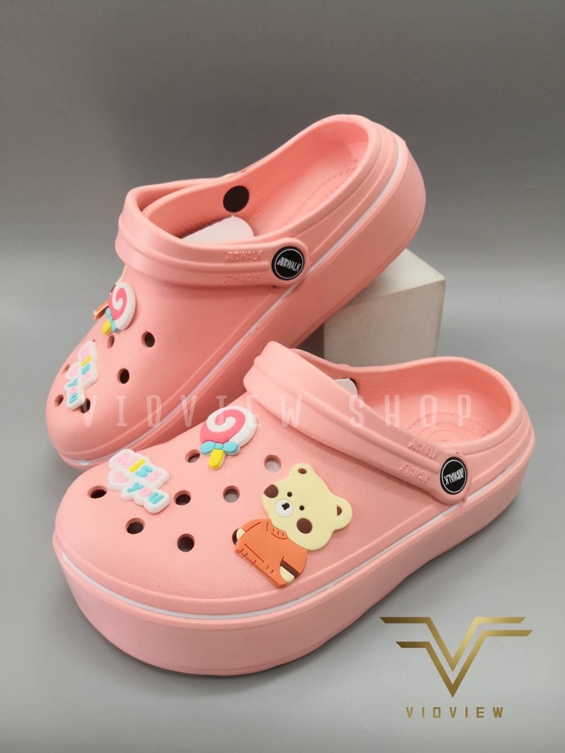 VIDVIEW ลดสนั่น รองเท้าหัวโต Abwalk 546W เบอร์ 36-39 ลายอมยิ้ม รองเท้า ...