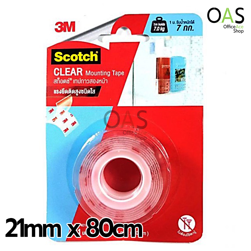 SCOTCH 3M Clear Mounting Tape เทปกาวสองหน้า แรงยึดติดสูงชนิดใส สก๊อตช์ หน้ากว้าง 21mm #CAT4010C ...