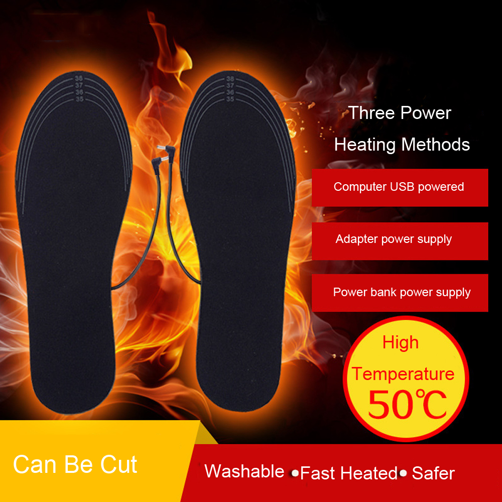 Heated Insoles for Sports Shoes USB Electric Foot Warming Pad Feet ...