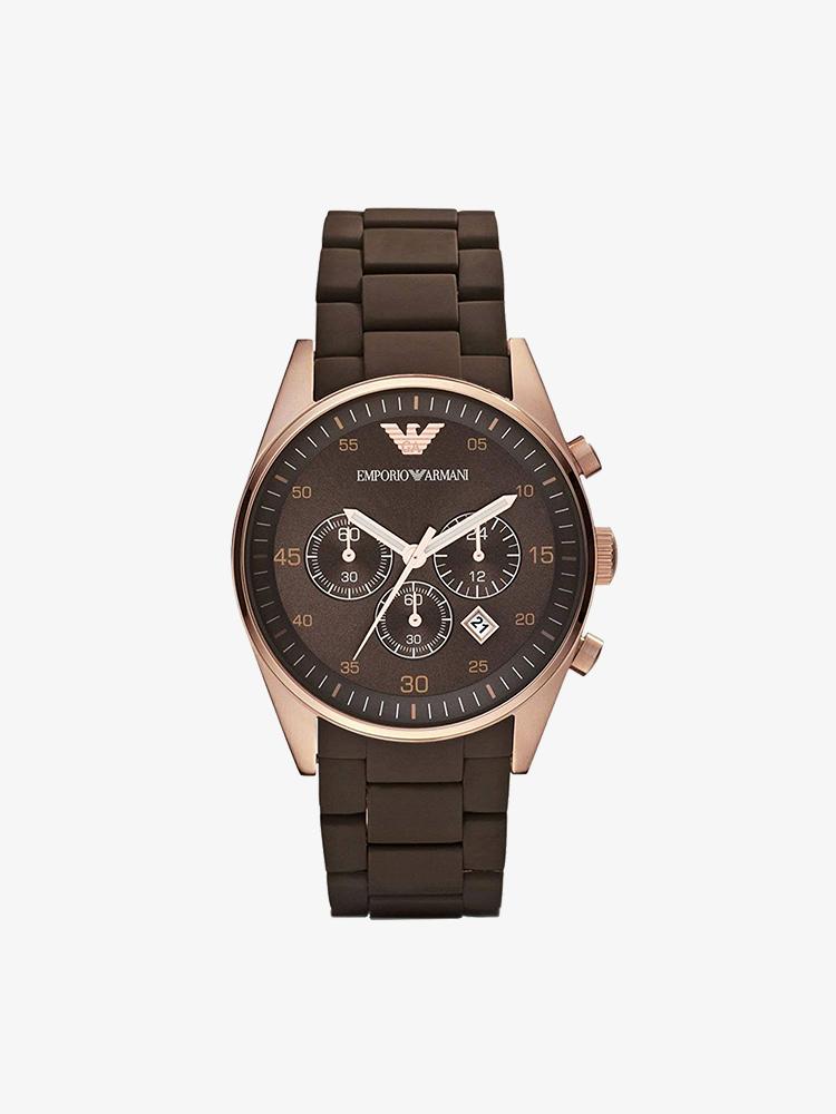 Emporio Armani นาฬิกาข้อมือผู้ชาย Sportivo Chronograph Brown Dial Brown ...