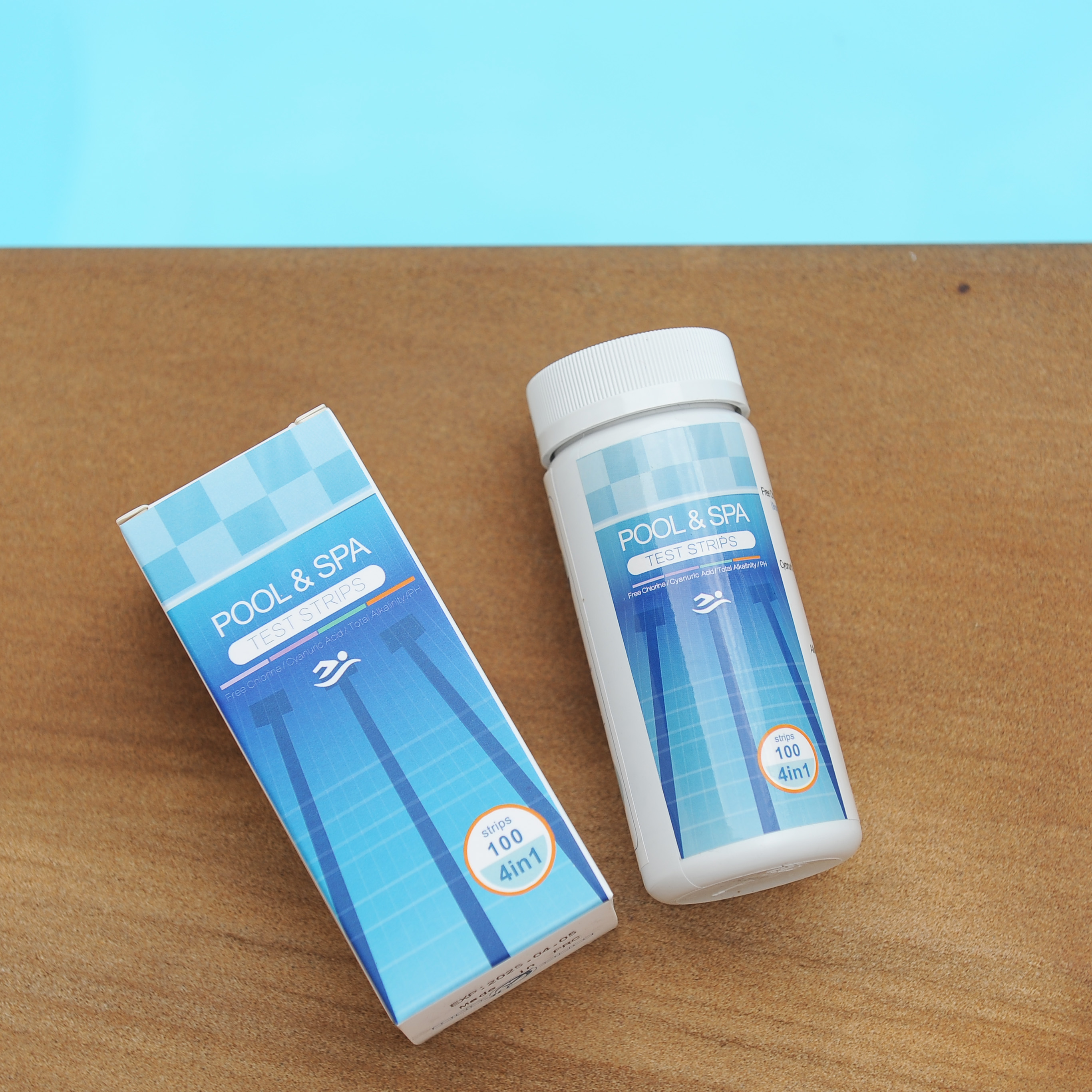 Pool test strips 100 pcs 4 in 1 pool test kit แถบทดสอบน้ำ วัดคลอรีน pH ...