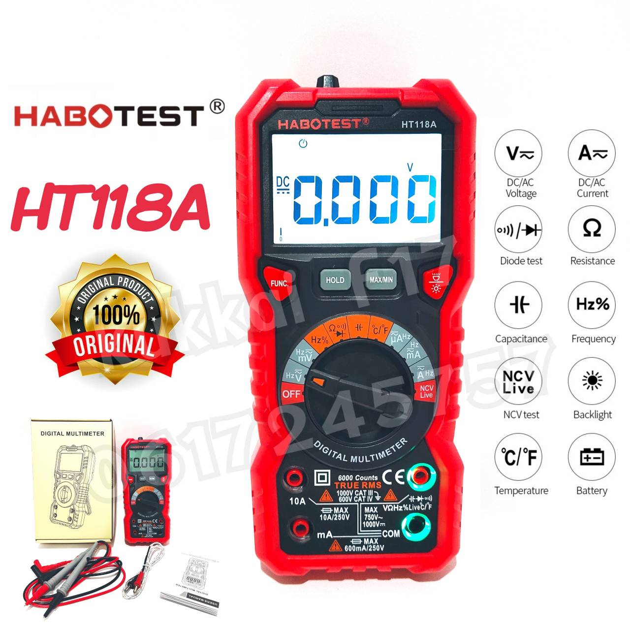 HABOTEST HT118A Digital Multimeter Auto Range ดิจิตอลมัลติมิเตอร์ช่วง ...