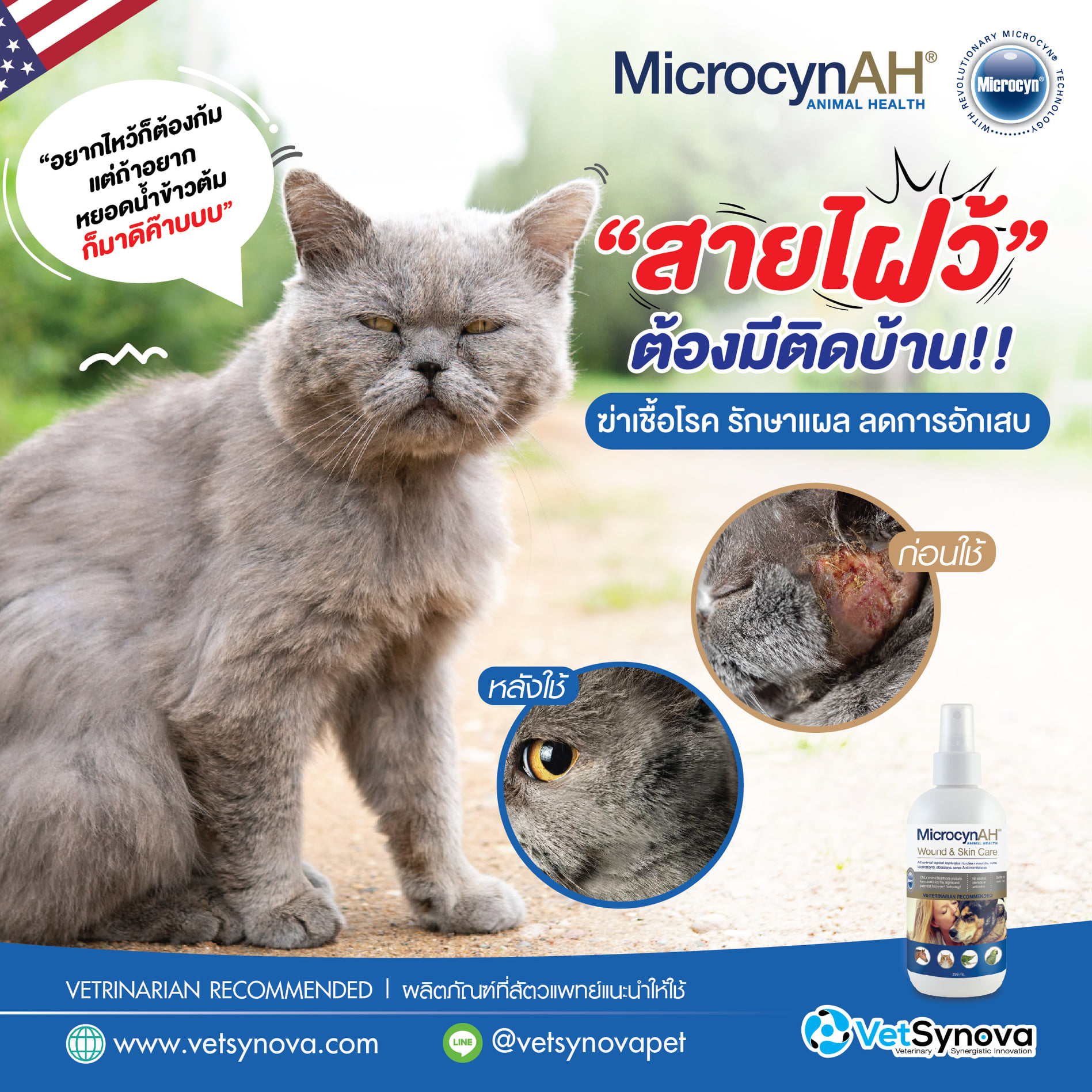 MicrocynAH Wound Skin Care Spray สเปรย์พ่นแผล ฆ่าเชื้อ ลดการอักเสบ โรค ...