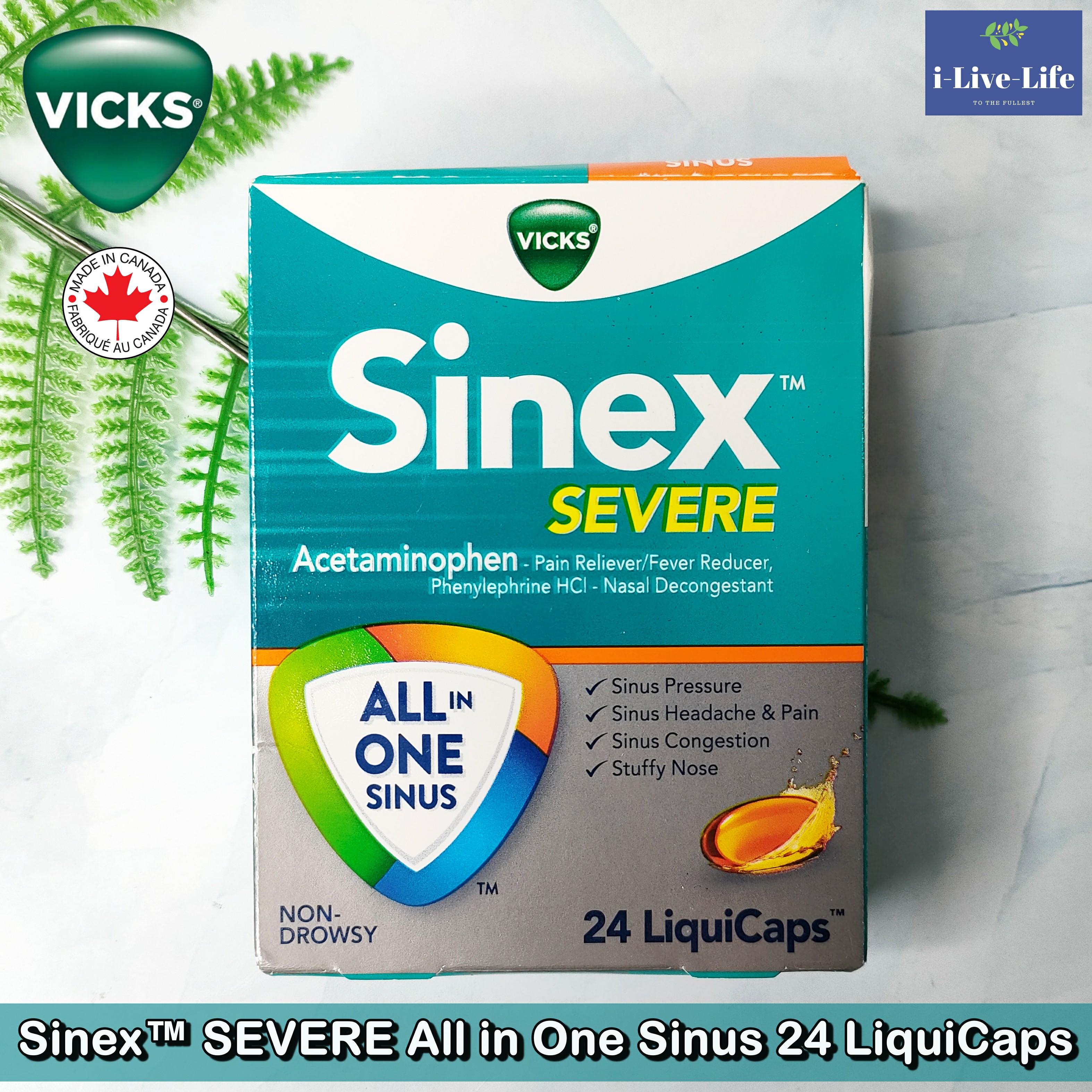 Sinus Relief Vicks Sinex Severe LiquiCaps - 24 Ct For Nasal & Sinus ...
